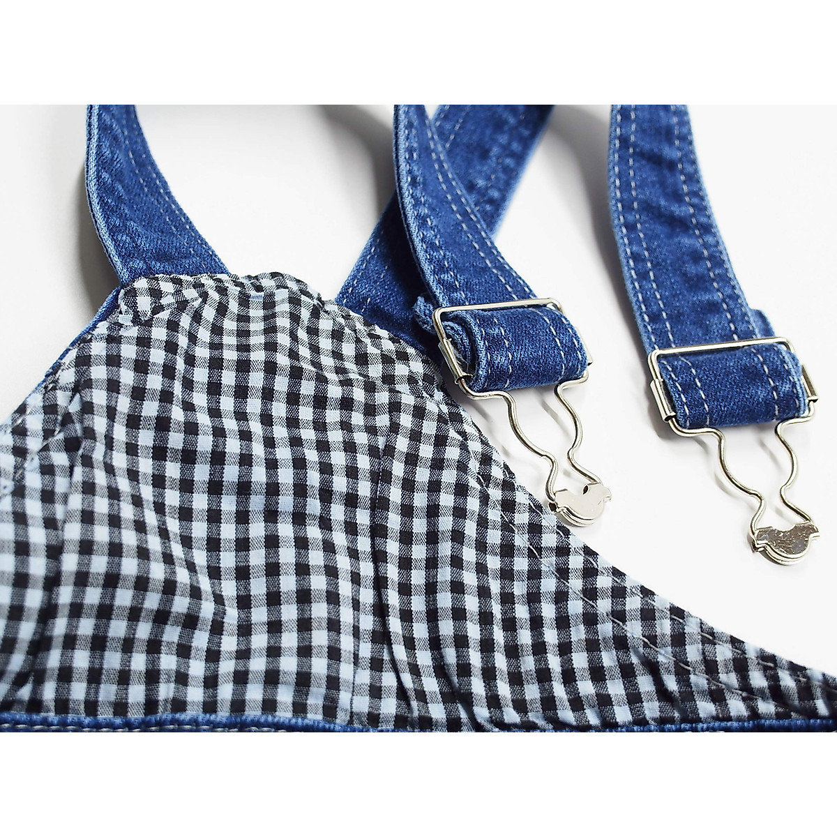 KIDSCOOL SPACE Baby Little Child Cute Ripped Adjustable Straps Jean Overalls,Blue,6-12 Months