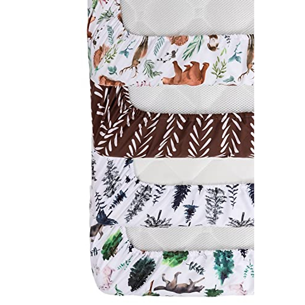 4 Pack Woodland Forest Animals Wood Neutral Unisex Fitted Baby Crib Sheets Set for Baby Boys or Girls