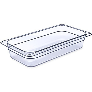 Carlisle FoodService Products Plastic Food Pan 1/3 Size 2.5 Inches Deep Clear