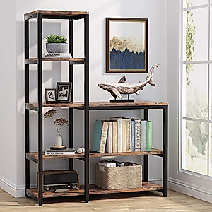 LITTLE TREE Book Shelf for Bedroom, 5-Tier Tall Bookshelf with 3 Display Shelves for Living Room, Wooden Bookcases Modern Free Standing Bookshelves for Office