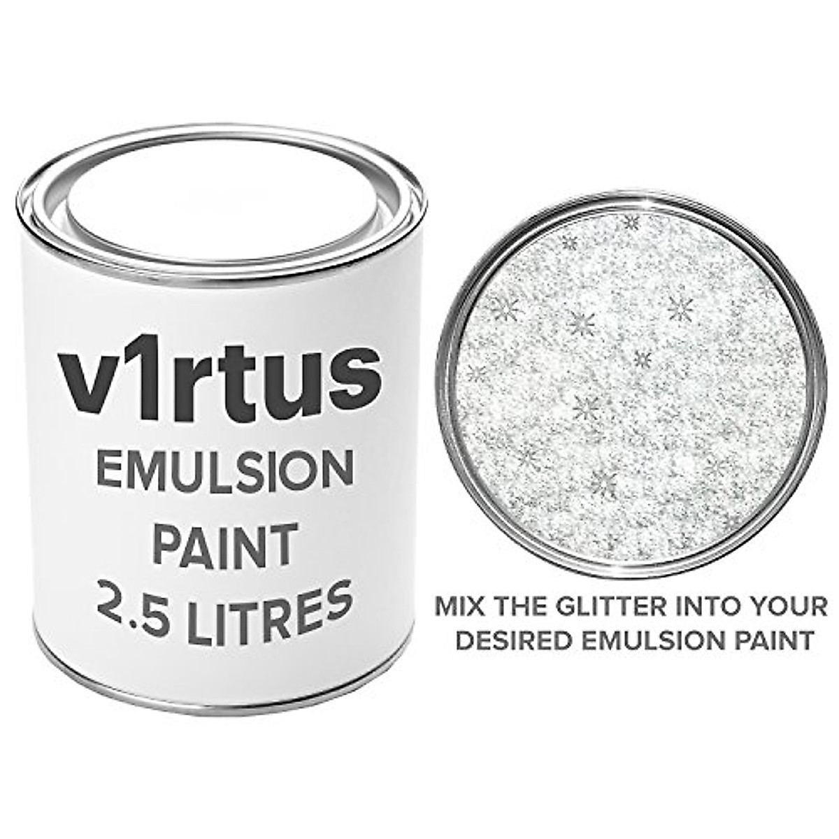V1RTUS Silver Holographic Glitter Paint Crystal Additive 100g / 3.5oz for Acrylic, Latex, Emulsion - use Interior/Exterior - Wall, Ceiling, Wood, Metal, Varnish, Dead Flat, Matte, Soft Sheen or Silk