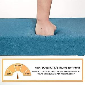 ROFIEJOX Bench Cushion 36 inch - Imitation Linen Fabric, Indoor Outdoor Long Seat Furniture, High-Density Foam, Non-Slip Design for Window Patio Garden, (36x14x3) Light Azure