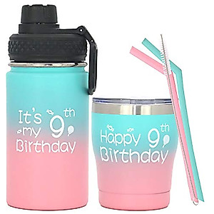 VeryMerryMakering 9th Birthday Gifts, 9th Bday Gifts, 9th Birthday Water Bottle, 9 Birthday Ideas, Birthday Gift for 9 Year Old, Kids 9 Yrs Old Gifts, Happy 9th Birthday, Its My 9th Birthday