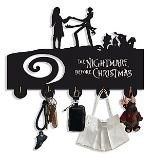 The Nightmare Before Christmas Key Hooks-Wall Hooks Heavy Duty 20LB(Max),Wall Décor,Wood Coat Hooks, Key Holder,Key Hanger for Wall、Entryway and Kitchen