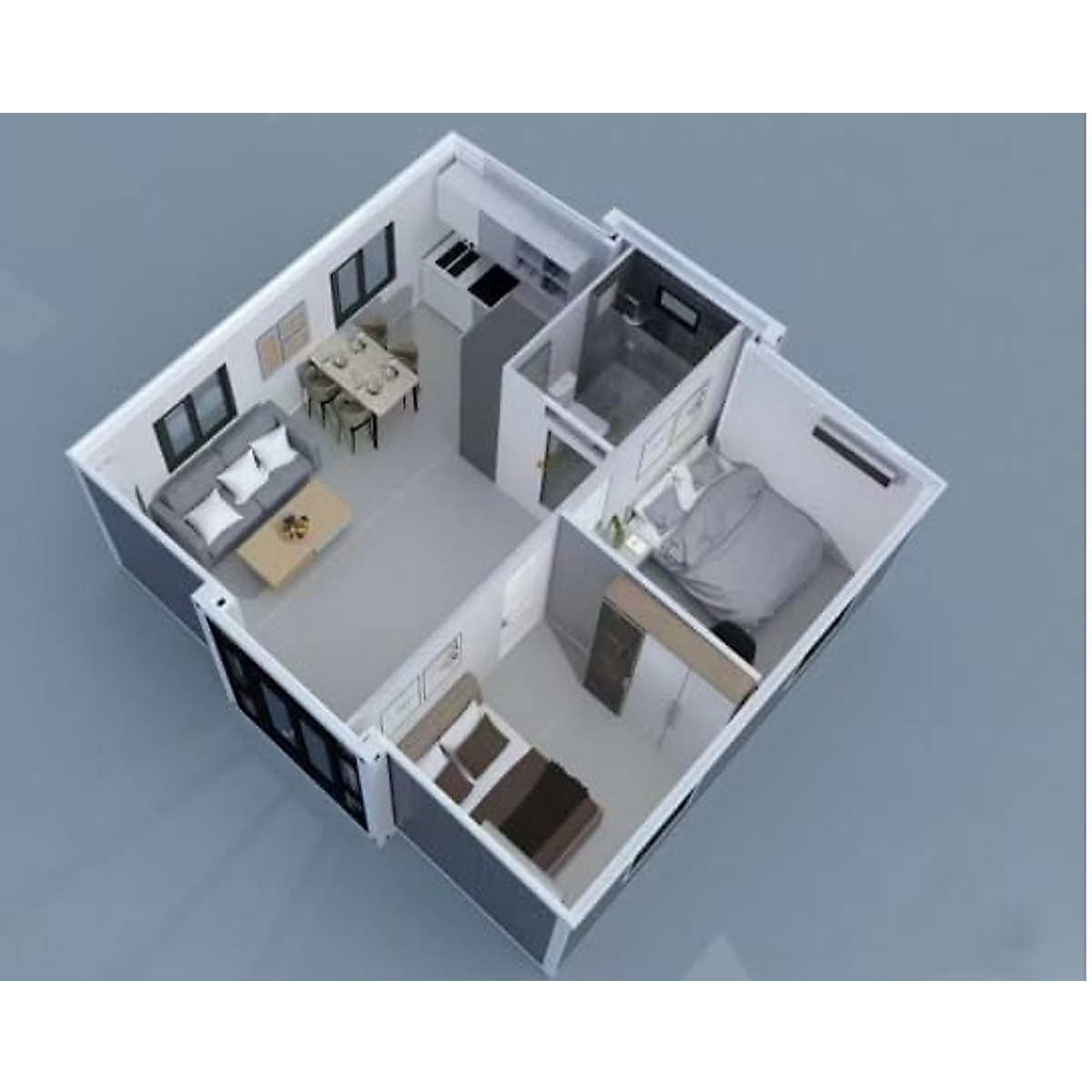 Mobile Prefabricated Tiny house, 19ft x 20ft private space of 2 bed rooms, living room, restroom and kitchen, Ideal for Air bnb hosting, Office or Workshop.