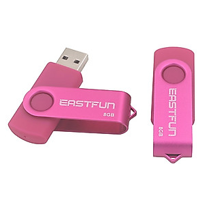 EASTFUN 5 Pack 8GB USB Flash Drive USB 2.0 Flash Memory Stick Fold Storage Thumb Stick Pen (Five Mixed Colors: Black Rose Blue Purple Green)