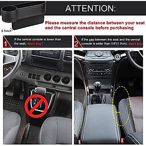Car Seat Gap Filler, 2 Pack Multifunctional Car Seat Organizer with Cup Holder, Car Console Side Organizer for Cellphones, Wallets, Keys, Coin, Cards, Sunglasses, Passenger Side & Driver Side - Black