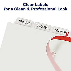 Avery 8-Tab Binder Dividers, Easy Print & Apply Clear Label Strip, Index Maker, White Tabs, 25 Sets (11447)