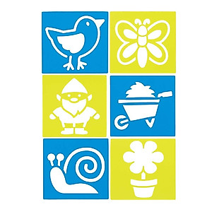Baker Ross FE517 Garden Craft Stencils - Pack of 8, Plastic Stencils for Children, Art Set for Kids to Create and Design Themed Books, Cards and Pictures