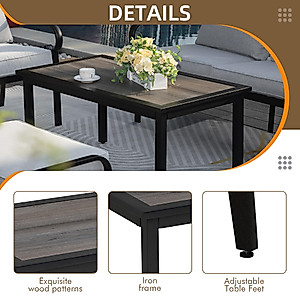 MEOOEM Patio Sofa Conversation Furniture Outdoor Loveseat with Table, Metal Frame with Gray Cushions for Porch Balcony Deck