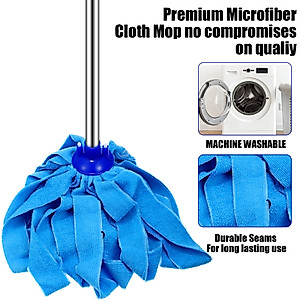 Yaomiao 12 Pcs Microfiber Mop Heads Replacement Cotton Cloth Mop Refill for 0.8" Diameter Mop Handle Floor Cleaning Wet Dry Mop Head Refills for Industrial Commercial Cleaning