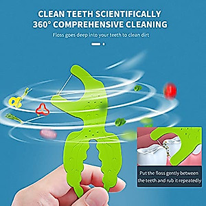 Kingubznis Dental Floss Picks, Colorful Kids & Toddler Tooth Flossers Sticks with Portable Travel Bag, Cute Marine Creature Shape Makes Slim Fun, Toothpicks Picks for Children Adult (72 Count)
