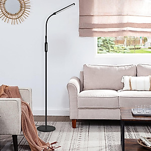 Dragon-Hub Bright Led Floor Lamp with Remote, Floor Light Touch, 3 Colors 5 Brightness 10 Mins Timer, Eyelash Lamp for Eyelash Extensions Lash Light Reading Lamp (Black - R)