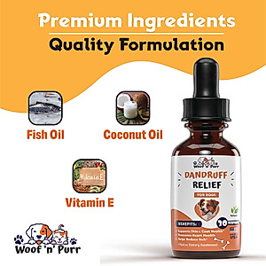Natural Dog Dandruff Treatment - Supports a Health Skin & Coat, & Dandruff Relief - Dog Dry Skin - Dog Dry Skin Treatment - Dog Skin and Coat Supplement - Skin and Coat Supplement for Dogs - 1 fl oz