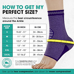 Modvel Foot & Ankle Brace Socks for Sprained Ankle Compression Sleeve - Foot Support for Women & Men - Tendonitis & Arthritis Foot Sleeve, Plantar Fasciitis Relief Brace, Stabilizing Ankle Wrap