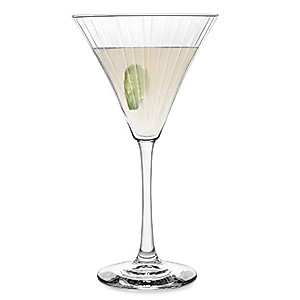 Libbey Paneled Martini Glasses Set of 4, 9.5 Oz Fine Ribbed Modern Martini Glasses, Dishwasher Safe Martini Cocktail Glasses for Cocktail Parties