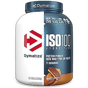 Dymatize ISO 100 Whey Protein Powder with 25g of Hydrolyzed 100% Whey Isolate, Chocolate Peanut Butter, 5 Pound