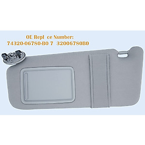 Left Driver Side Sun Visor Compatible with 2007 2008 2009 2010 2011 Toyo-ta Camry and Camry Hybrid Without Sunroof Replaces Model 74320-06780-B0(Gray)