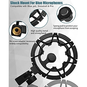 Boseen Microphone Boom Arm Stand for Blue Yeti with Shock Mount Foam Cover, Heavy Duty Boom Scissor Arm Stand for Blue Yeti, Broadcasting and Recording