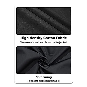 WenVen Men's Casual Cotton Jacket Canvas Military Field Jacket (B-Black,M)