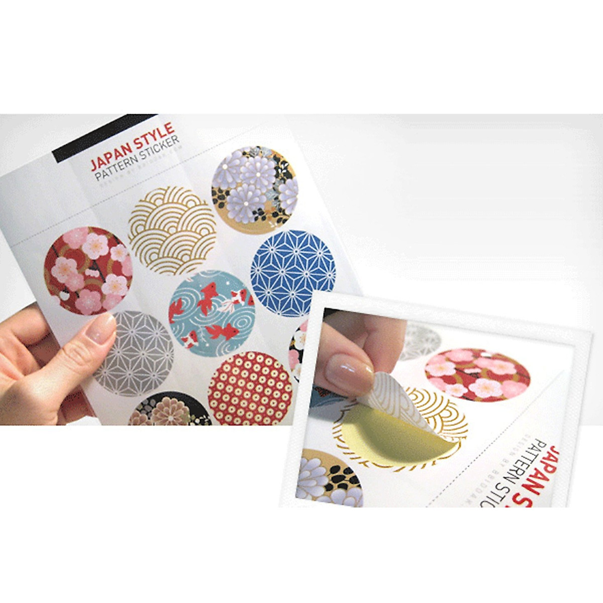 ALIMITOPIA Japan Style Sealing Sticker,Round Japanese Traditional Pattern Self-Adhesive Universal Sealing Paster Gift Packing Decorative Labels Envelope Seals(10 Sheets,90pcs)