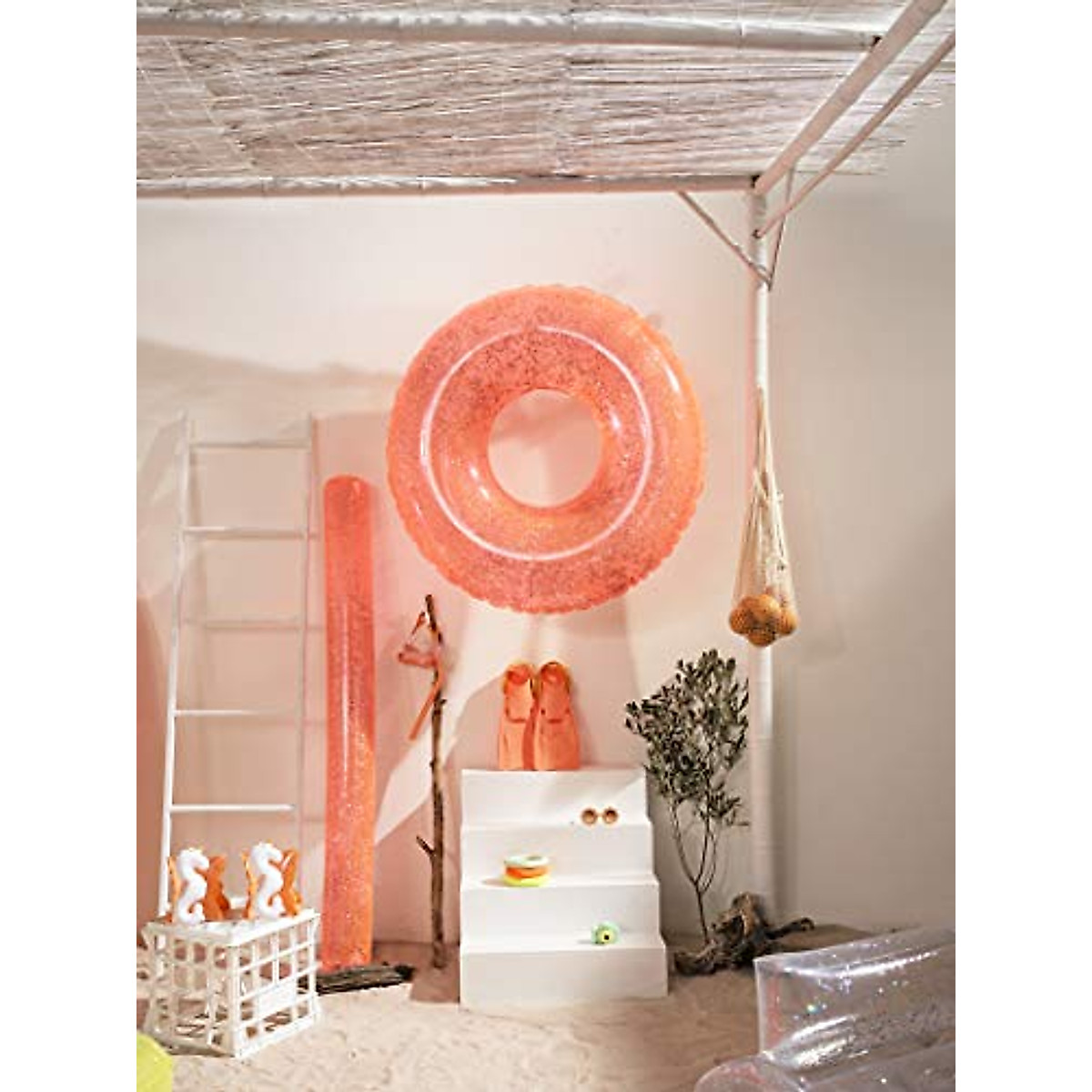 Sunnylife Pool Ring | Neon Coral Glitter