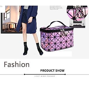 UBMSA Makeup Bag,Travel Bag Essentials with Mirror for Women Girls Gifts,Cosmetics Bag Case Storage,Travel Size Toiletries for Brush Jewelry Organizer Accessories (Purple)