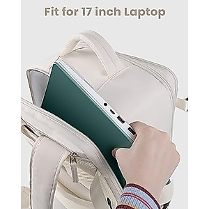 Snoffic Carry-on Travel Backpack, 17.3 Inch TSA-Friendly Laptop Travel Backpack, Waterproof Weekender Daypack Bag for Work Business Hiking Traveling Gift Bookbag (Beige)