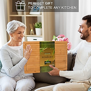 HOMBURY Extra Large Cutting Board 17.5x12" - Kitchen wood cutting board extra-large with Juice Groove - Ideal for Meat, Cheese, Fruit and Vegetables - Natural Color