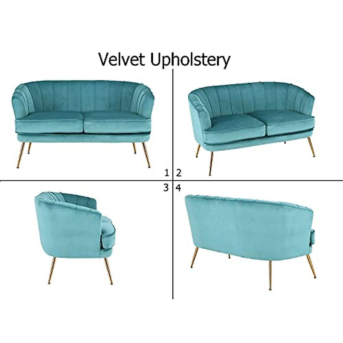 Altrobene Velvet Loveseat Couch Sofa Luxury Modern Comfy Tufted Couch Chesterfield 2 Person Couch for Living Room/Bedroom, Dark Teal
