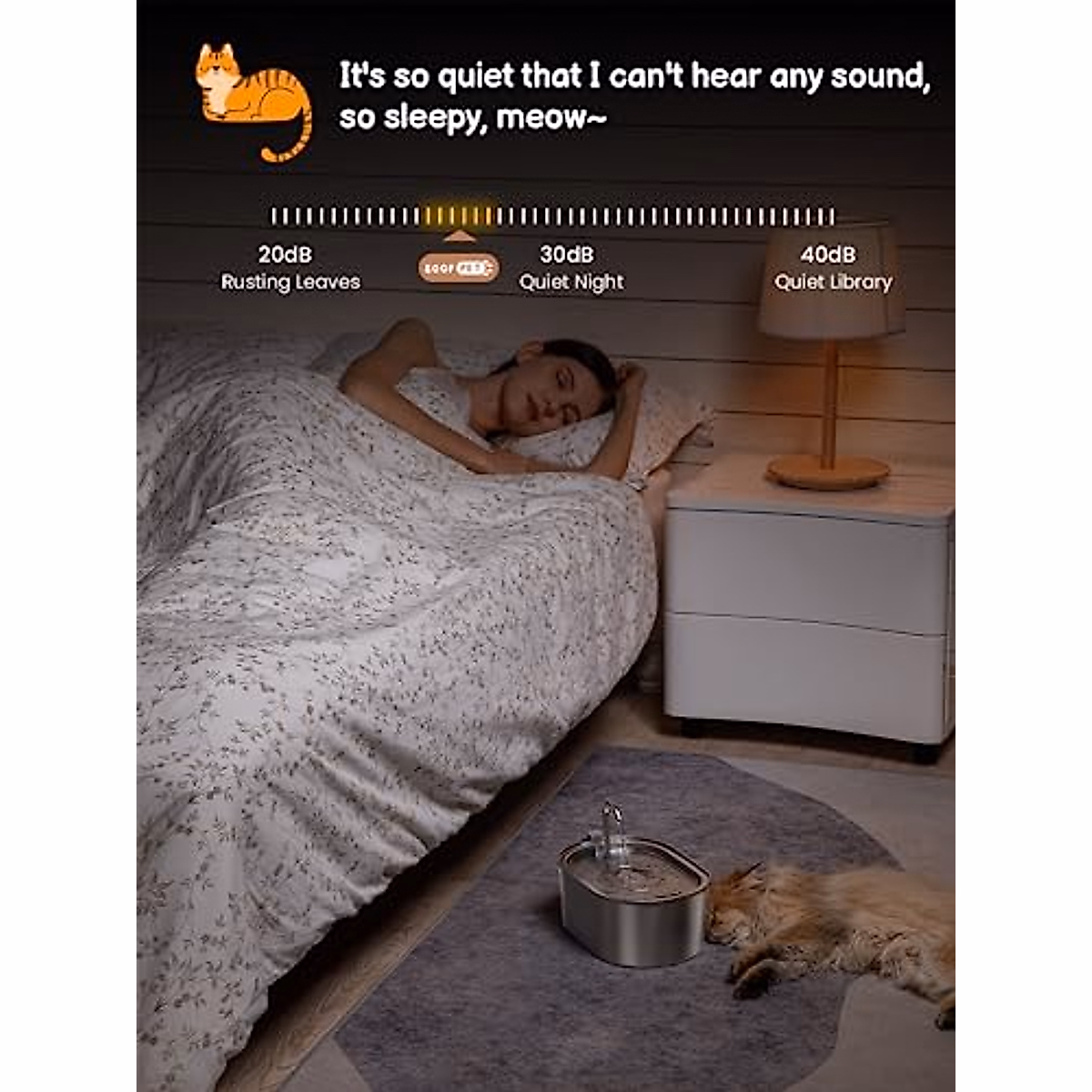 SOOFPET Cat Water Fountain Stainless Steel, 3,2L/108oz Pet Water Fountain, Automatic Cat Fountain with Quiet Pump, Dishwasher Safe Design, Suitable for Multiple Pets