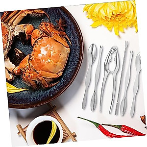 DOITOOL 1 Set Crab Eating Tool Oyster Crackers Stainless Steel Bottle Opener Stainless Steel Scissors Crab Leg Seafood Forks Picks Crab Legs Opener Stainless Steel Tools Crab Scoop Crusher