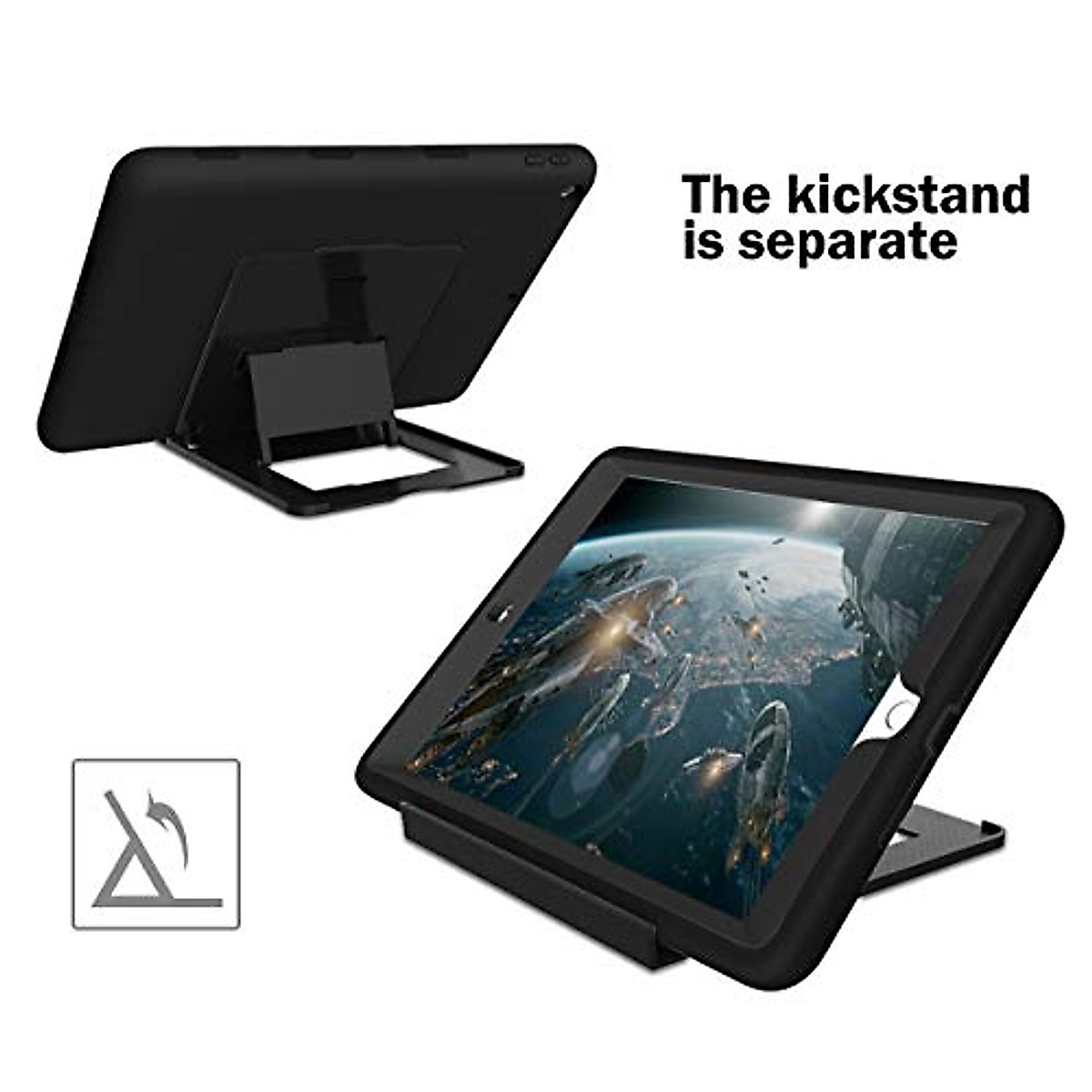 Hocase iPad 9th Generation Case, iPad 10.2 2021 Case, Heavy Duty Shockproof Soft Silicone Rubber Bumper+Hard Plastic Hybrid Protective Case for iPad 9th/8th/7th Generation 10.2 - Black
