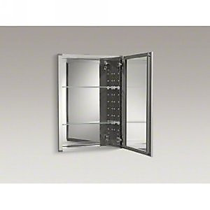 Kohler CB-CLW2026SS CLW Flat 20" W x 26" H Aluminum Single Medicine Cabinet with Decorative Silver Framed Mirrored Door, Red