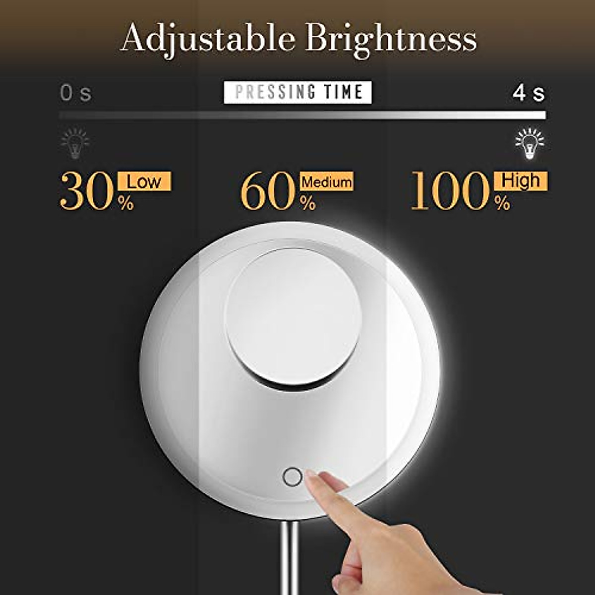 Miusco 9" Lighted Makeup Mirror Pro, 5X + 10X Magnification, Ultra Bright HD Lighting System, Rechargeable & Cordless, Adjustable Brightness, Touch Activated, Brush Stainless Steel