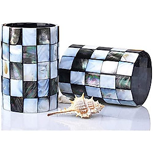 Soap Dispenser for Bathroom Kitchen, Housewares 6-Pieces Bathroom Accessory Set Bright-Colored Mosaic Shell Bathroom Accessories Set Bath Ensemble/Lotion Dispenser