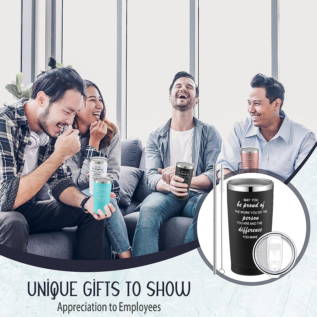 Rtteri 4 Pcs Employee Appreciation Gifts Bulk Thank You Gifts for Coworkers 20 oz Stainless Steel Insulated Motivational Tumbler Travel Mug Inspirational Gifts for Women(Colorful)