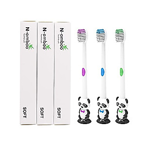 12 Pieces Kids Cartoon Panda Toothbrush Soft Bristles with Sunction Cup Individually Wrapped for Boys and Girls Toddler 3-12 Years