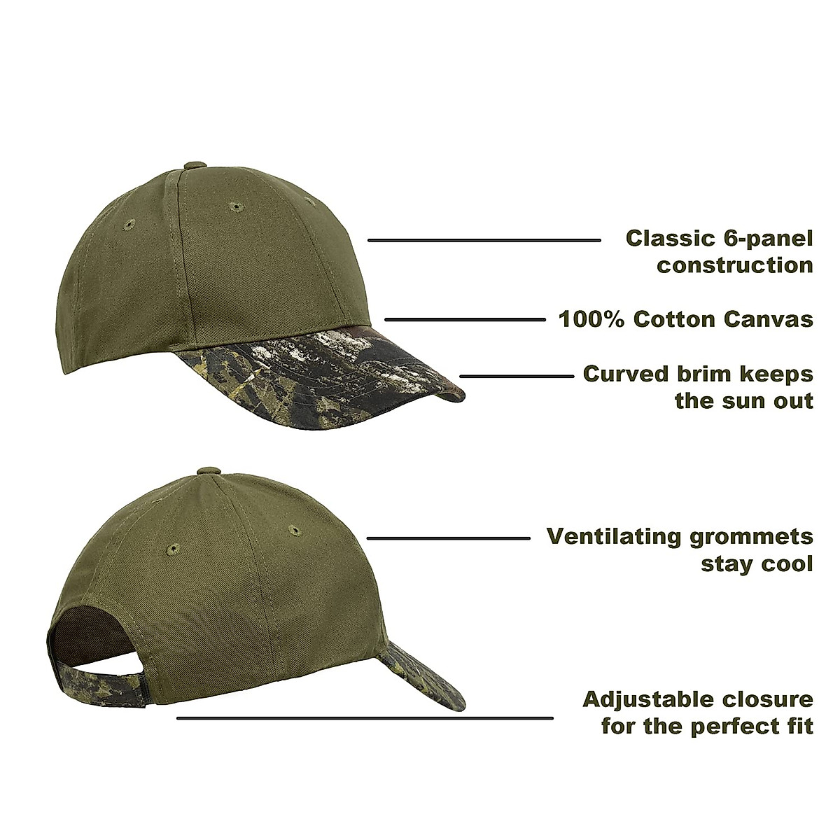 Camo Hunting Hat for Men, Camouflage Series Cap, Fishing Hat for Outdoor