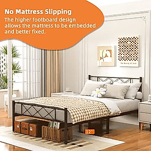Aolthin Metal Platform Bed Frame, 12 "Metal Bed Frame Base Storage, no Box Springs Required, Easy to Assemble, Full