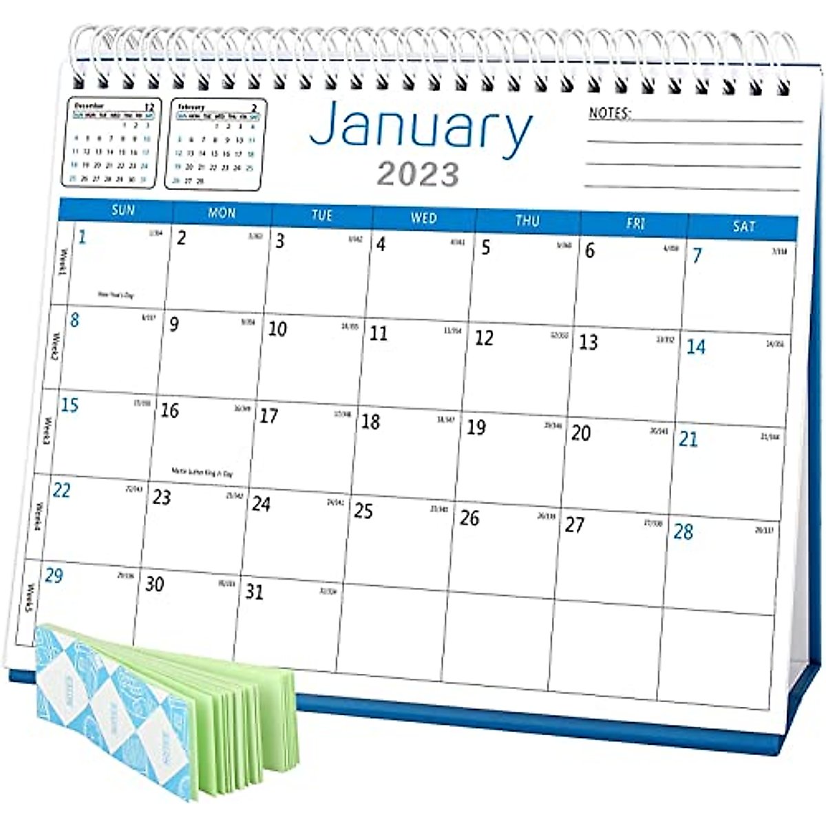 BHR Desk Calendar 2023-2024,Monthly Desk Calendar from January 2023-June 2024,10"×8" Standing Flip Desktop Calendar with Strong Twin-Wire Binding,Thick Paper and Writing Blocks for New Year and Christmas Gifts
