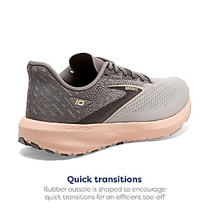 Brooks Women’s Launch 10 Neutral Running Shoe - Grey/Crystal Grey/Pale Peach - 8 Medium