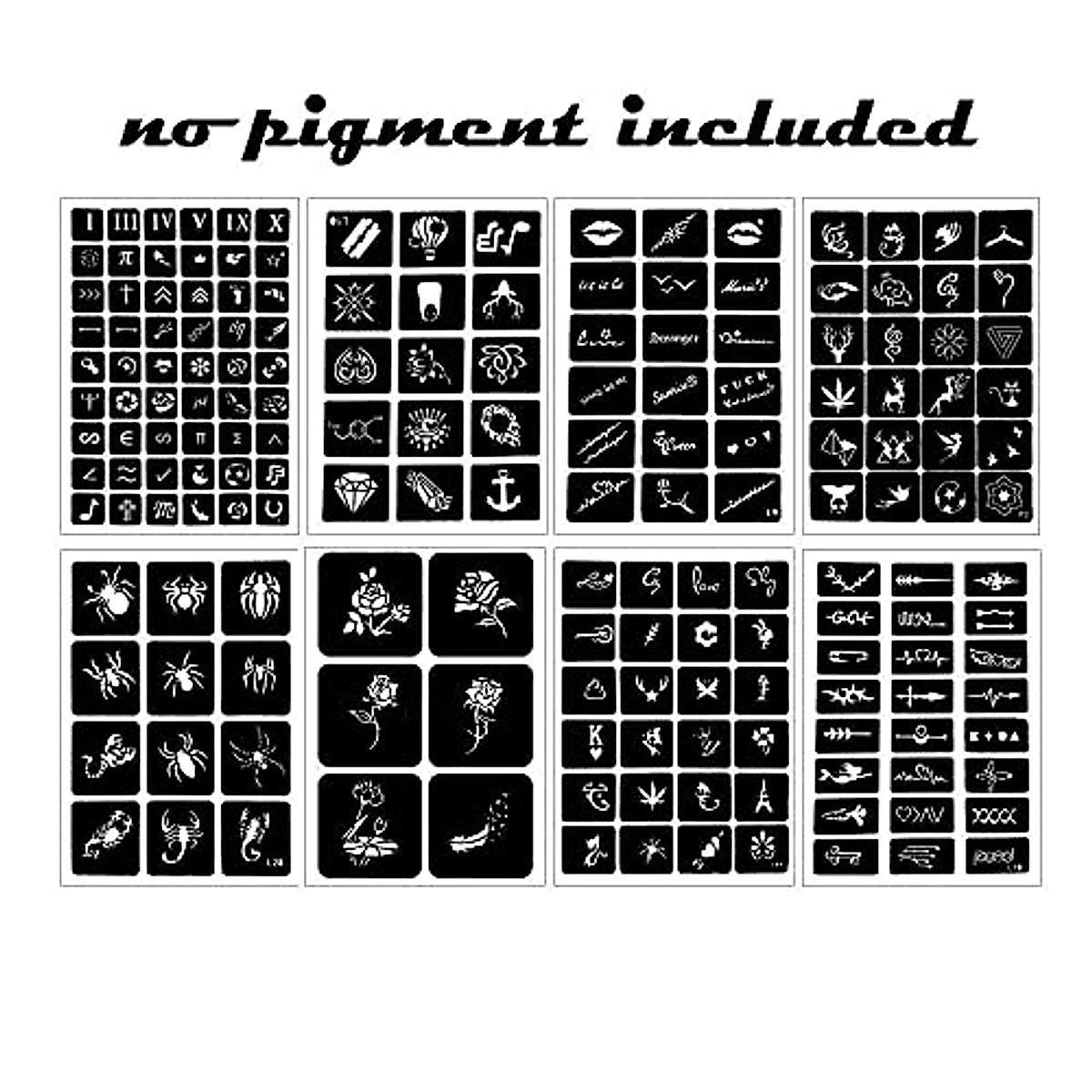 Koogel 524 PCS Henna Tattoo Stencil Kit,20 Sheets Henna Temporary Tattoo Stickers for Women and Girls Face Paint Body Art