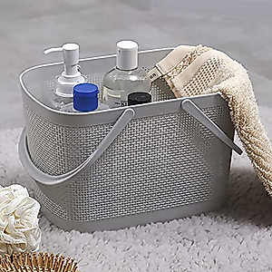 meleg otthon Portable Shower Caddy Basket Shower Caddy Portable Plastic Bathroom Storage Basket with Handle Shower Caddy Bins Organizer for College, Dorm, Bathroom, Garden(Grey, 2Pc