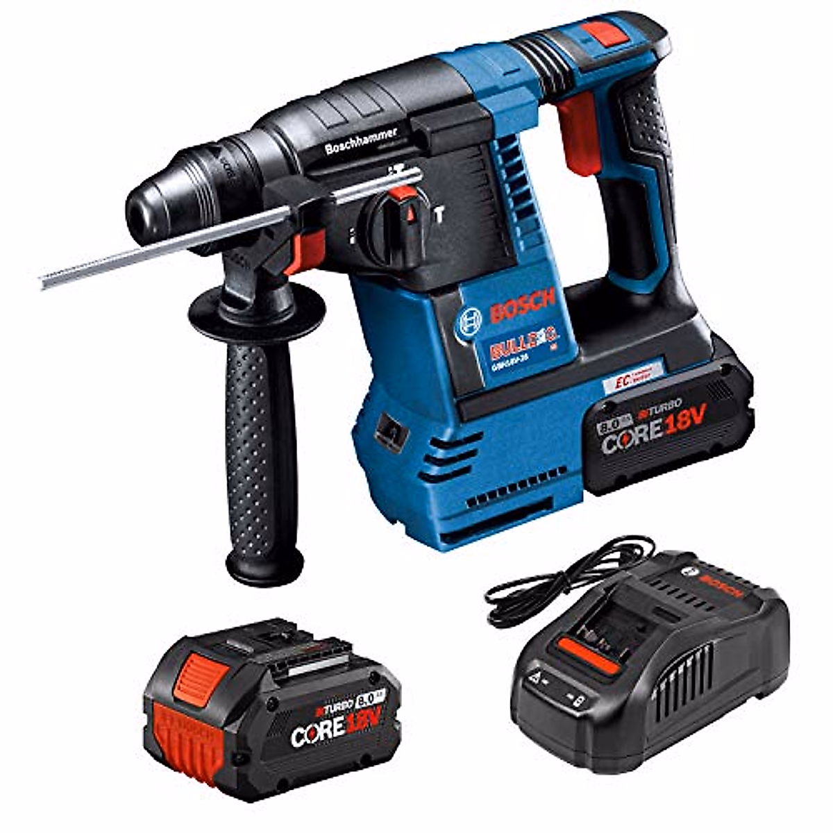 Bosch GBH18V-26K24A 18V Brushless SDS-plus® Bulldog™ 1 In. Rotary Hammer Kit with (2) CORE18V 8.0 Ah Performance Batteries