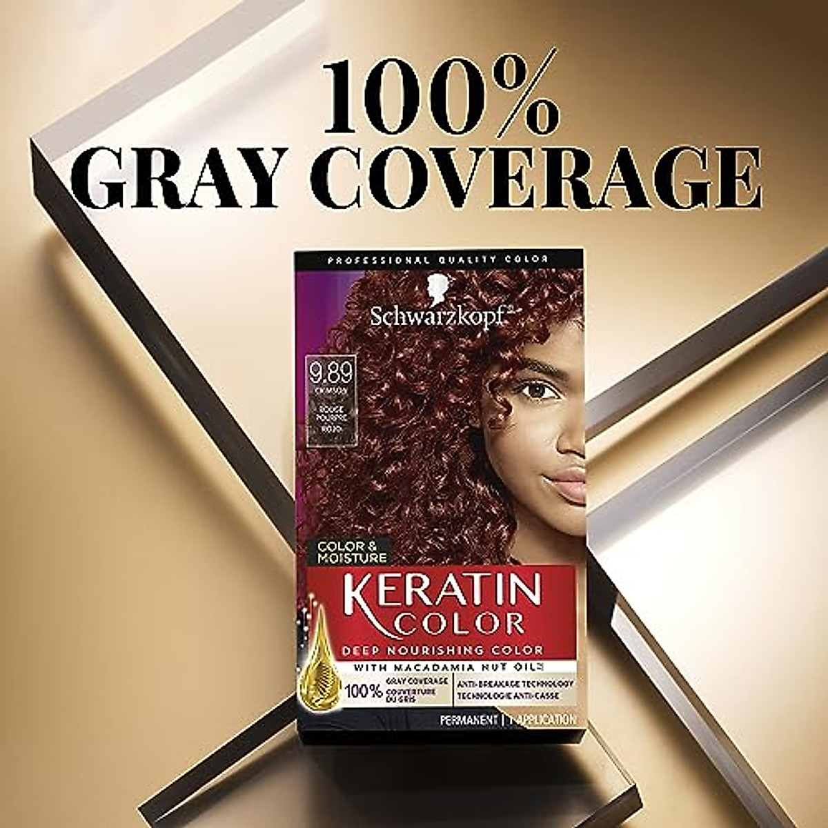 Schwarzkopf Keratin Color, Color & Moisture Permanent Hair Color Cream, 9.89 Crimson