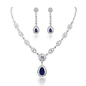 GULICX AAA Cubic Zirconia CZ Silver Plated Base Women's Party Jewelry Set Earrings Pendant Necklace