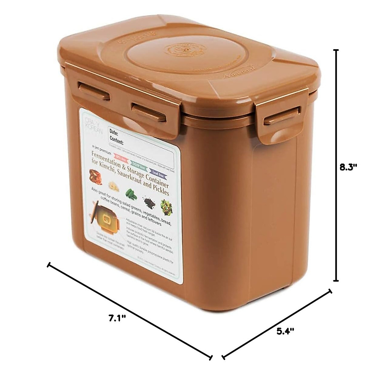 Authentic Crazy Korean Cooking Kimchi Container 0.9 Gal (3.4L) 2 PACK