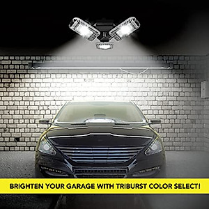 Bell+Howell Triburst Color Select LED Garage Light, 5500 Lumen 3000k/4500k/5500k LED Garage Ceiling Lights, Screw in LED Garage Lights, Bright LED Lights for Garage with 3 Mobile Panels As Seen on Tv