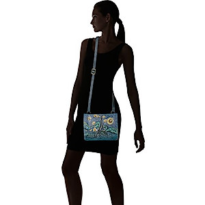 Anna by Anuschka womens Anna Anuschka, Handpainted Leather Medium Saddle Crossbody-love in Paris Cross Body Handbag, Love Paris, One Size US